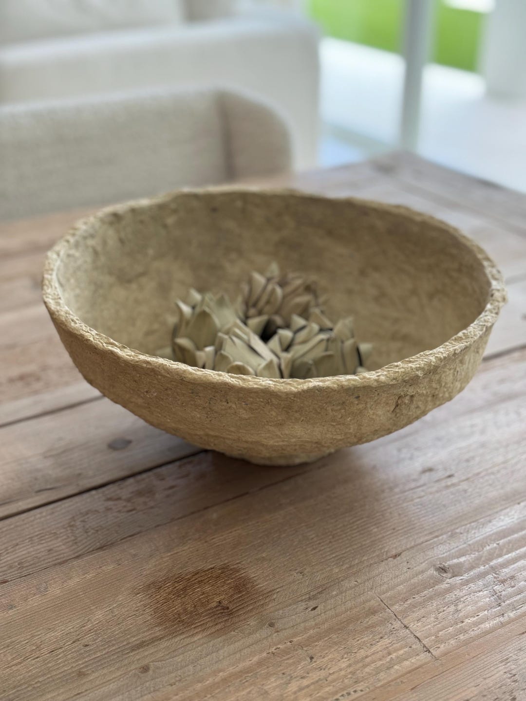Paper Mache Bowl Large Paper Mache Bowl Wabi Sabi Bowls Organic Neutral ...