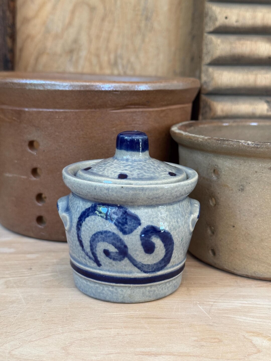 Vintage Blue and White Salt Glaze German Salt Cellar Vintage German ...