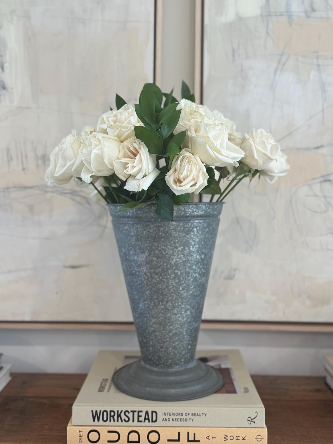 Vintage French Zinc Florist Bucket: Rustic Farmhouse Vase, 12" Tall - Etsy