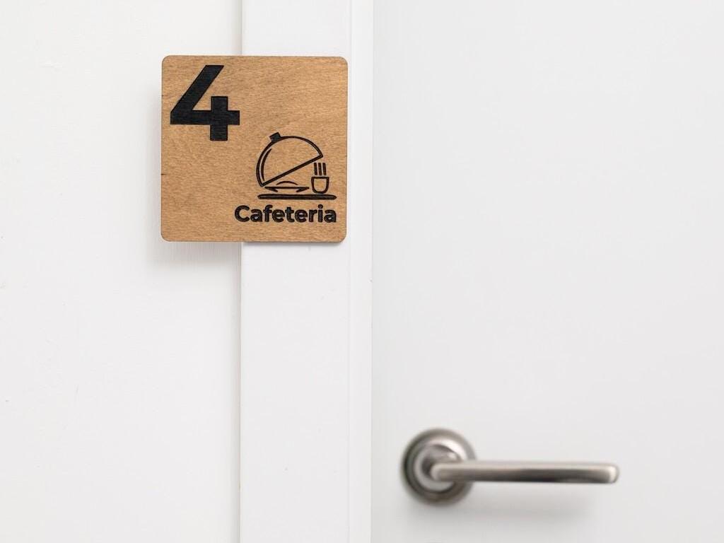 Cafeteria Door Sign, Custom Wood Wall Plaque, Hotel or Business Floor ...