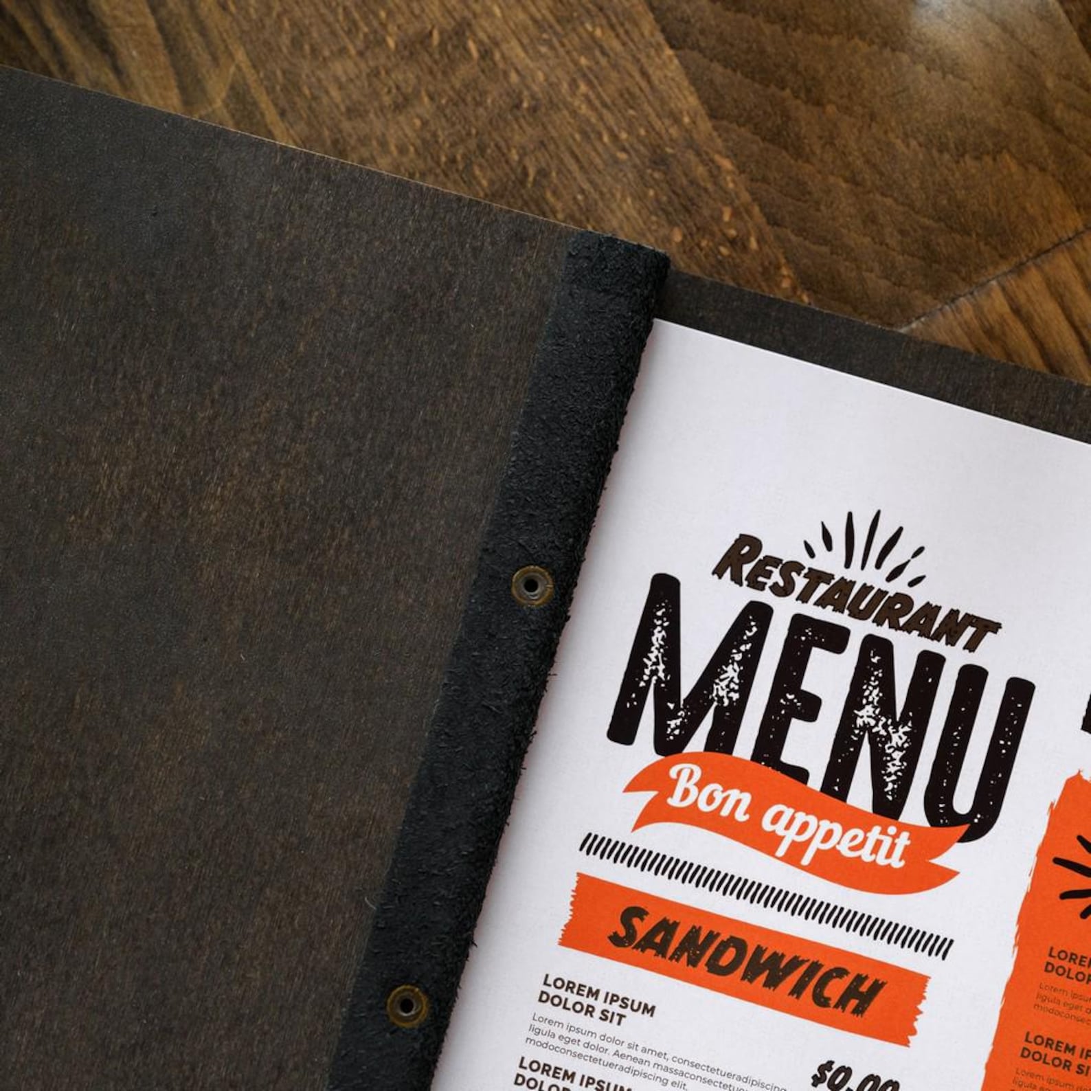 Restaurant Menu Cover for Changeable Sheets in Wenge Color, Suitable ...