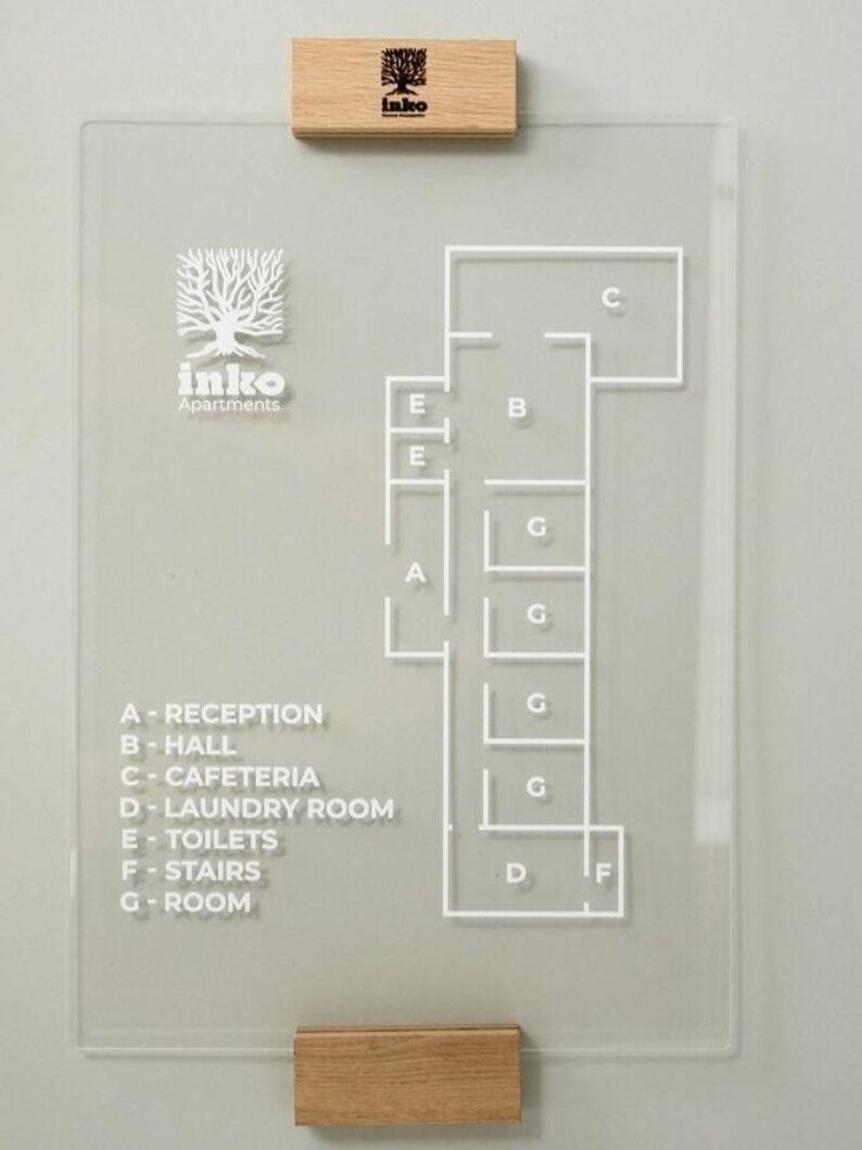 Custom Acrylic Floor Plan Sign, Wayfinding Wall Plaque for Hotels or ...