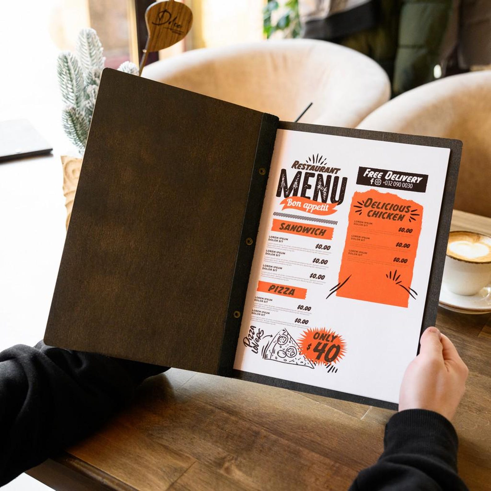Restaurant Menu Cover for Changeable Sheets in Wenge Color, Suitable ...