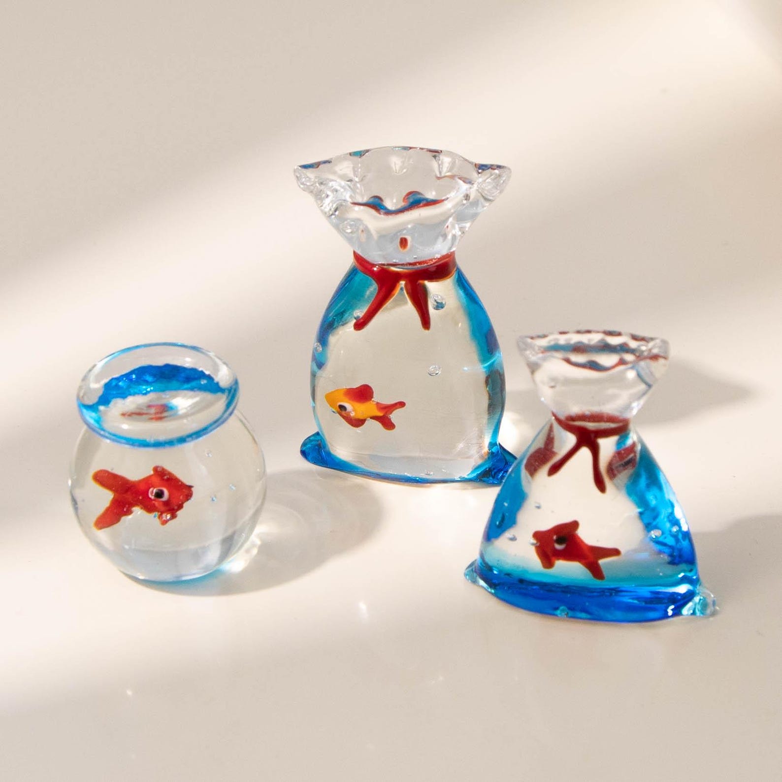 Transparent Glass Fish Bag/small Fish Tank Luminous Fish Bag/desktop ...