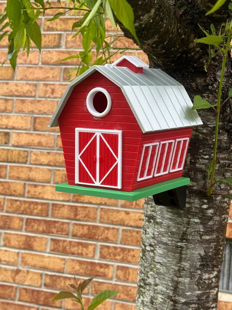 Barn Birdhouse, 3D Printed Barn Birdhouse, Red Barnyard Bird House ...
