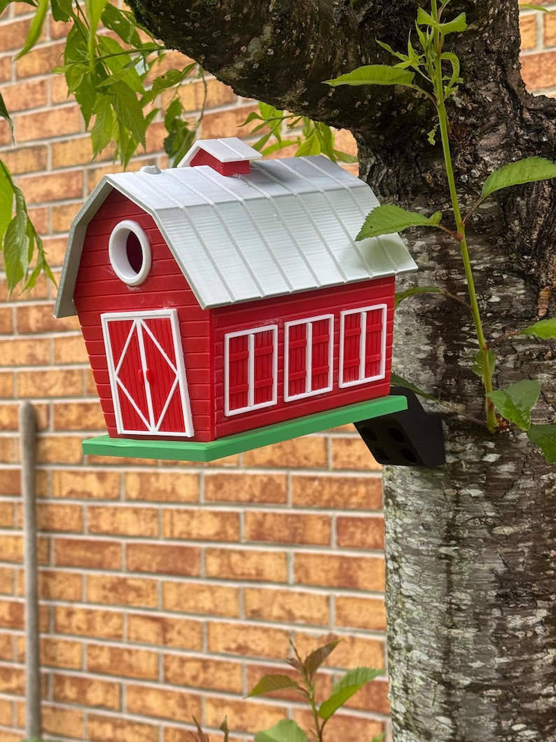 Barn Birdhouse, 3D Printed Barn Birdhouse, Red Barnyard Bird House ...