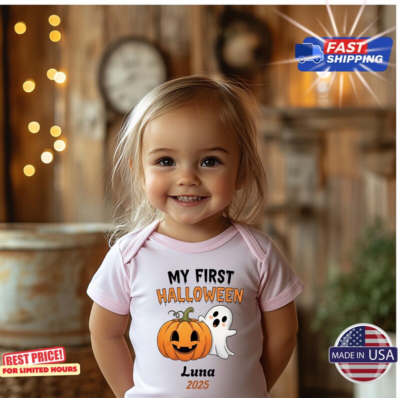 Personalized My First Halloween Bodysuit: Pumpkin Ghost Outfit With ...