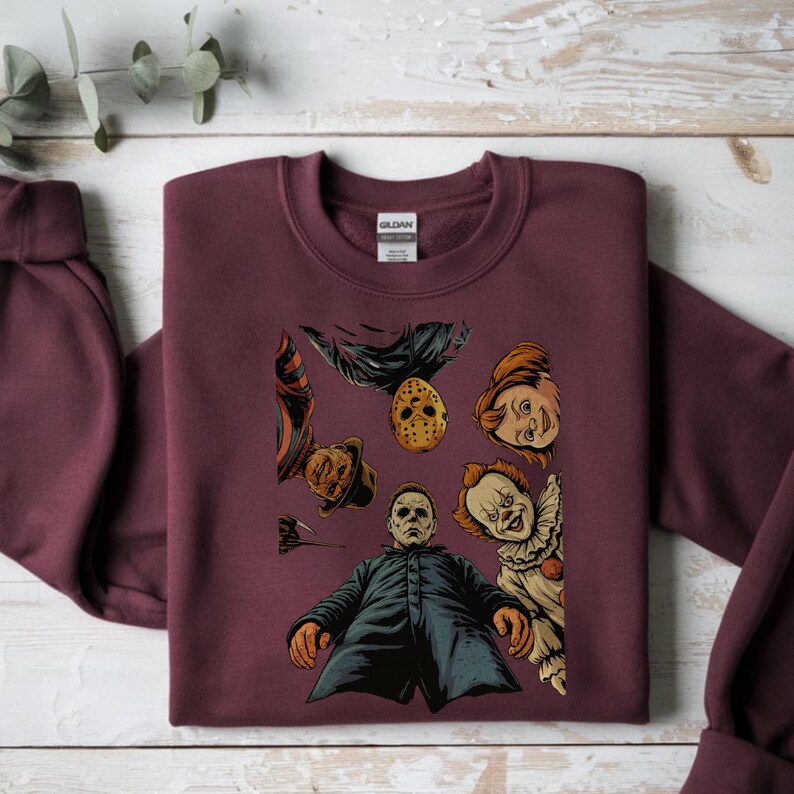 Horror Icons Hoodie Sweatshirt, Freddy Jason Michael Myers Pennywise ...