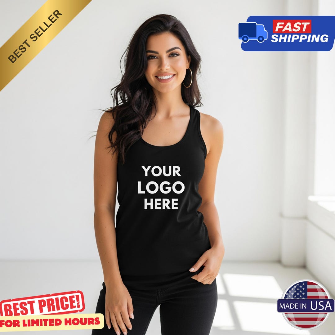 Custom Logo Tank Top: Personalized Workout Shirt, Business Branding - Etsy