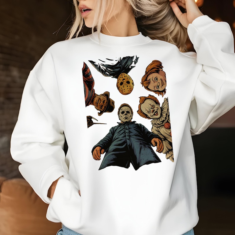 Horror Icons Hoodie Sweatshirt, Freddy Jason Michael Myers Pennywise ...