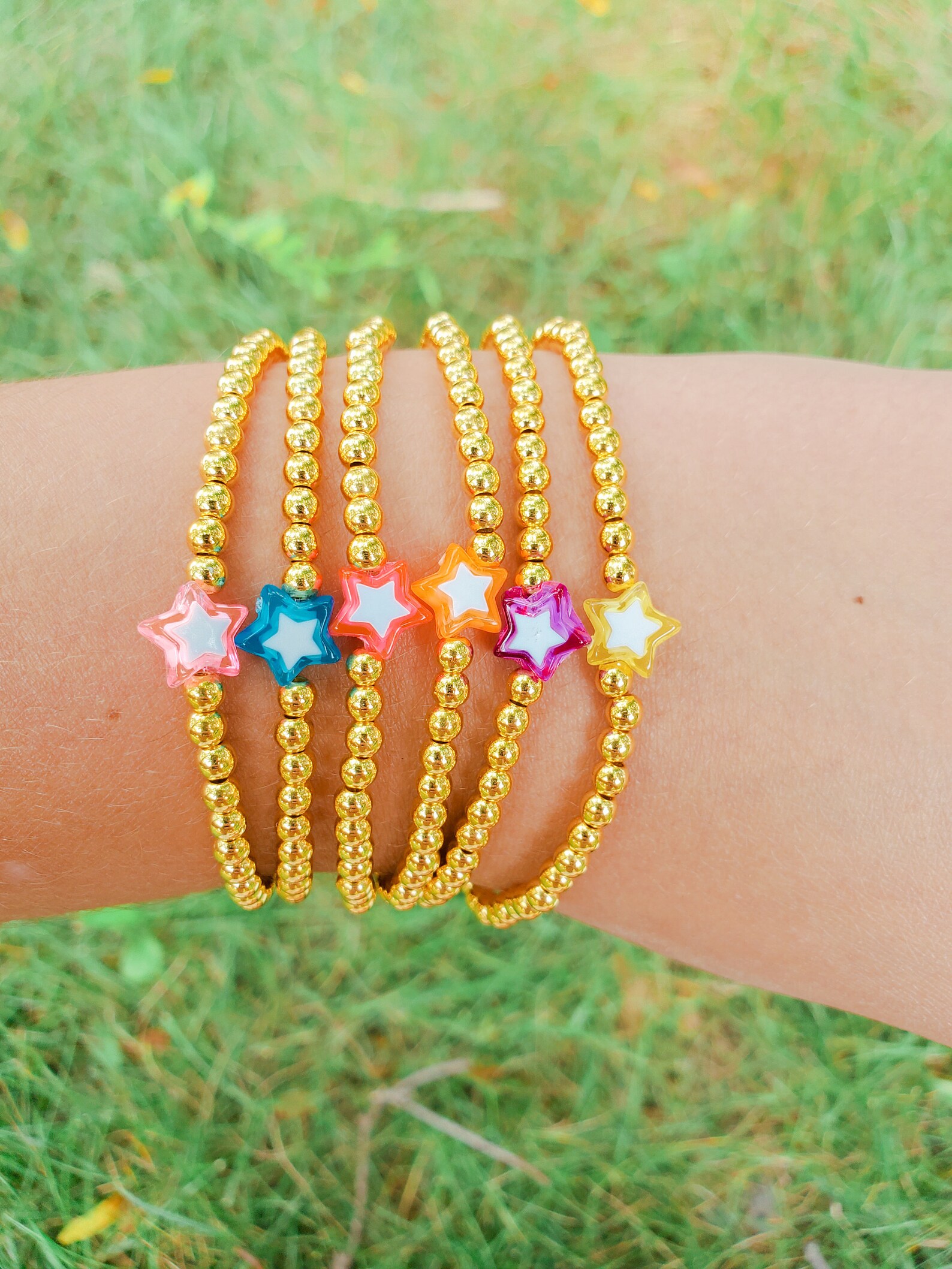 Gold Beaded Rainbow Star Bracelet Gold Plated Adjustable - Etsy