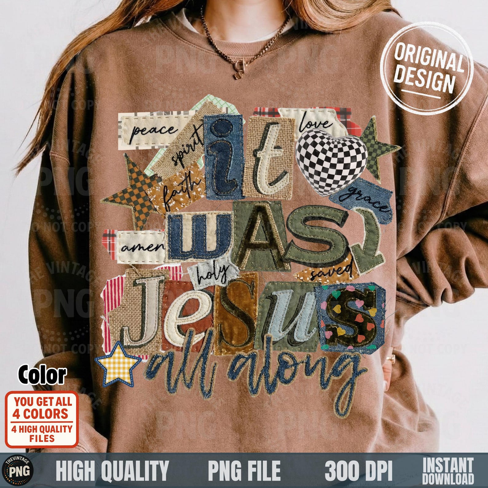 It Was Jesus PNG, Faux Embroidery Patchwork (digital Download) - Etsy