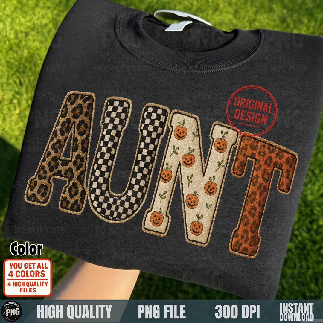 Aunt Patchwork Halloween PNG: Vintage Fall Embroidery Design (digital ...
