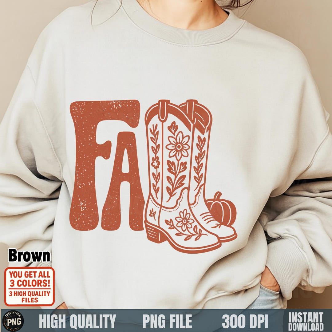 Western Fall Cowboy Boots PNG: Rustic Autumn Shirt Design (digital ...