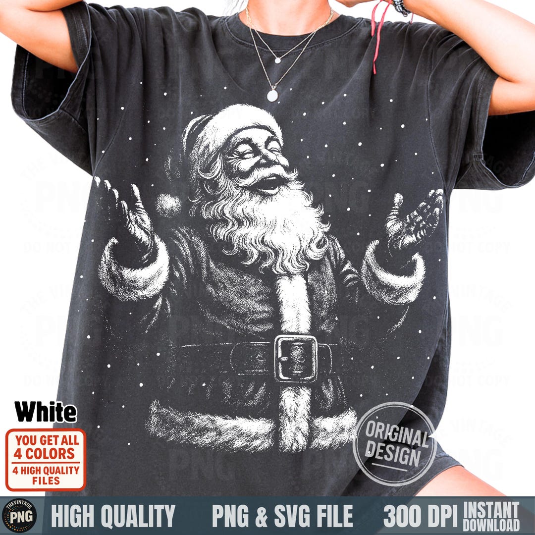 Vintage Santa PNG, Retro Christmas Sublimation (digital Download) - Etsy