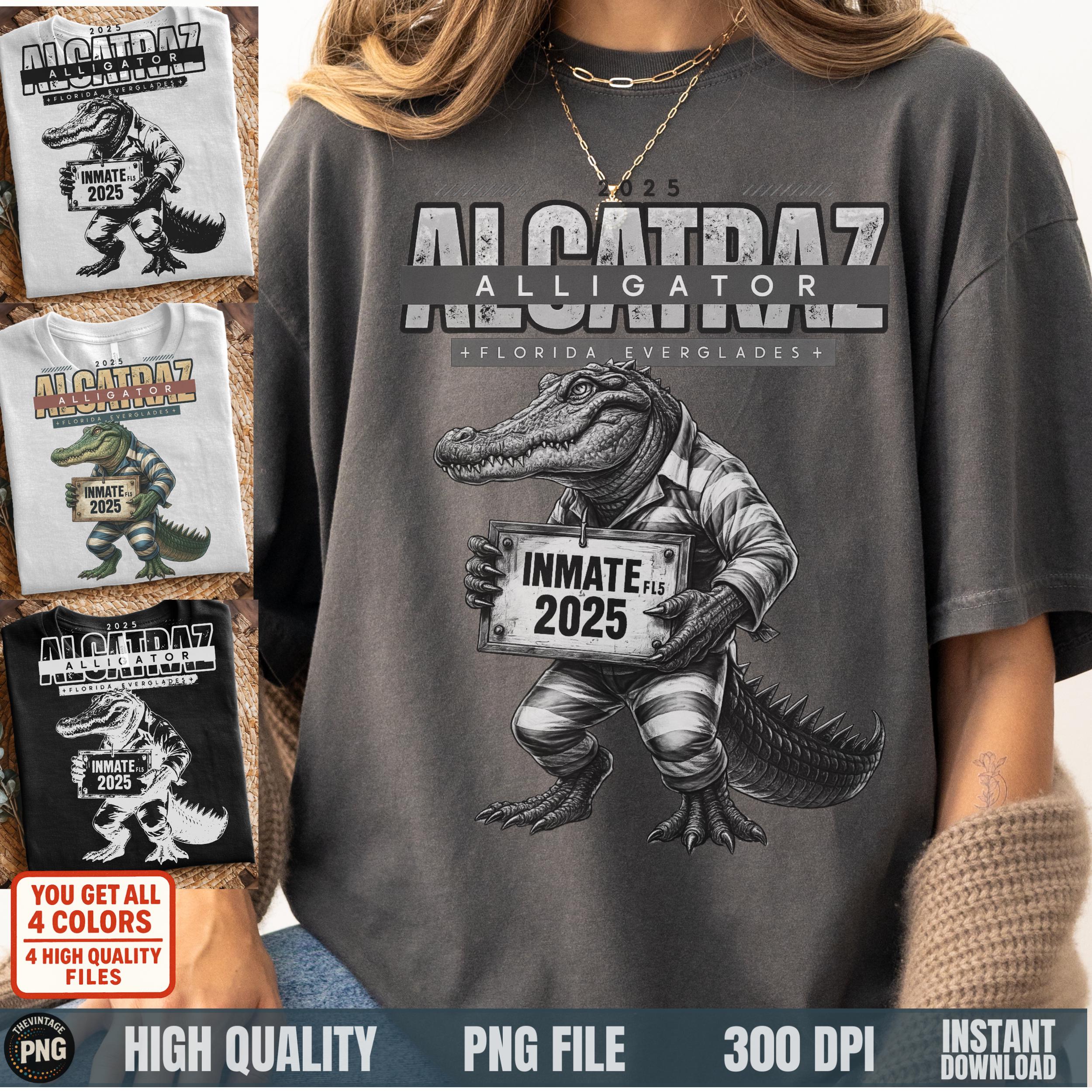 Funny Gator Prison PNG, Alligator Alcatraz Inmate 2025 Parody Design ...