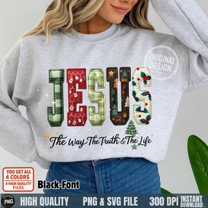 Jesus Christmas Patchwork PNG, Christian Shirt Design (digital File) - Etsy