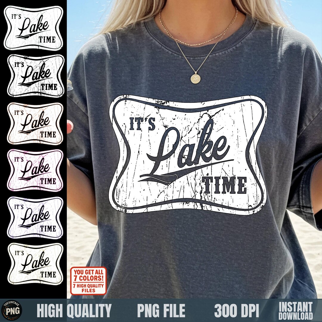 Lake Time PNG, It’s Lake Time Retro Sign PNG, Summer Lake Life ...