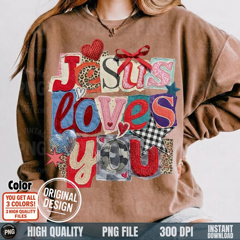 Christian PNG Patchwork Jesus Loves You PNG Ransom Note Collage ...