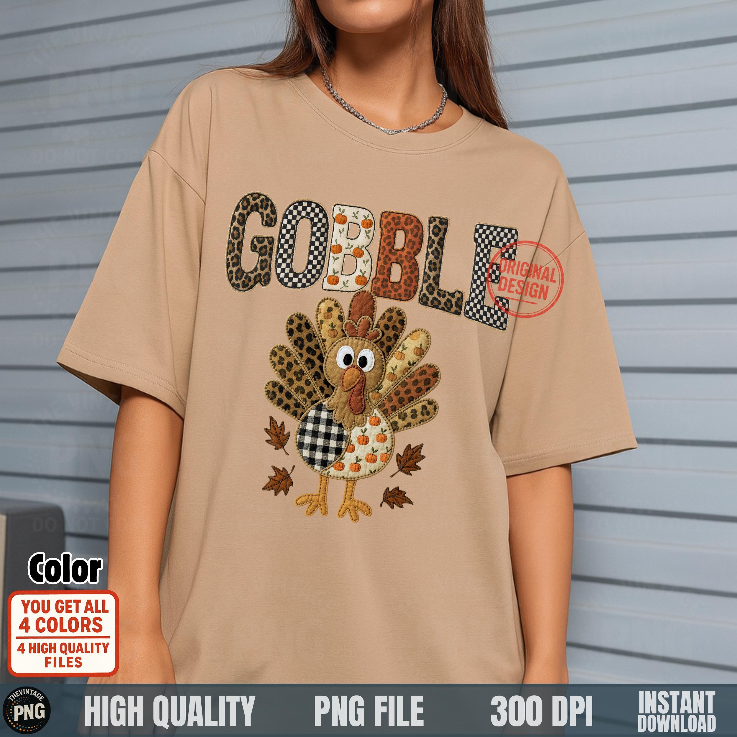 Patchwork Turkey PNG: Leopard, Check & Pumpkin Thanksgiving Design ...