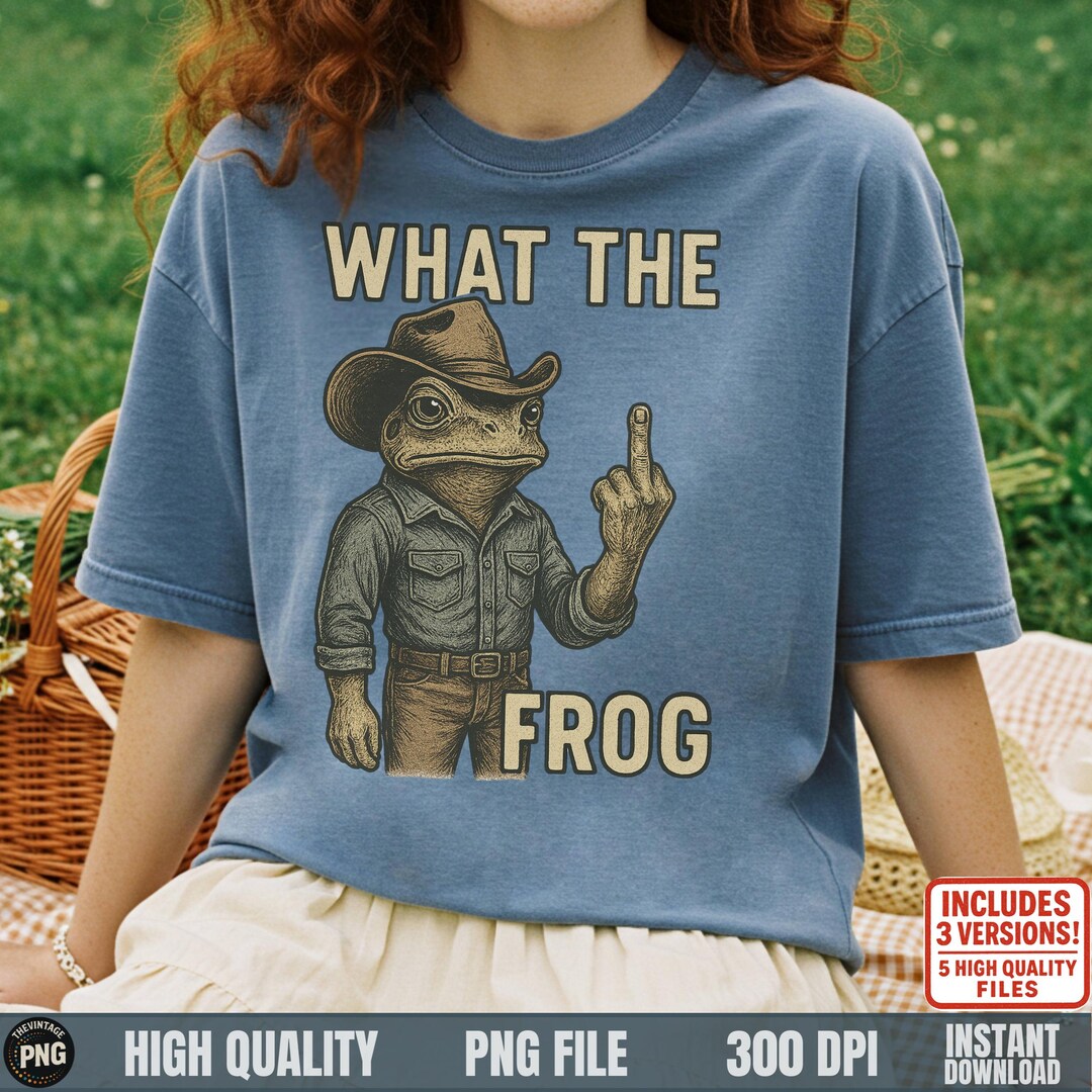 Funny Frog PNG, What the Frog for Shirt Design, Cowboy Middle Finger ...