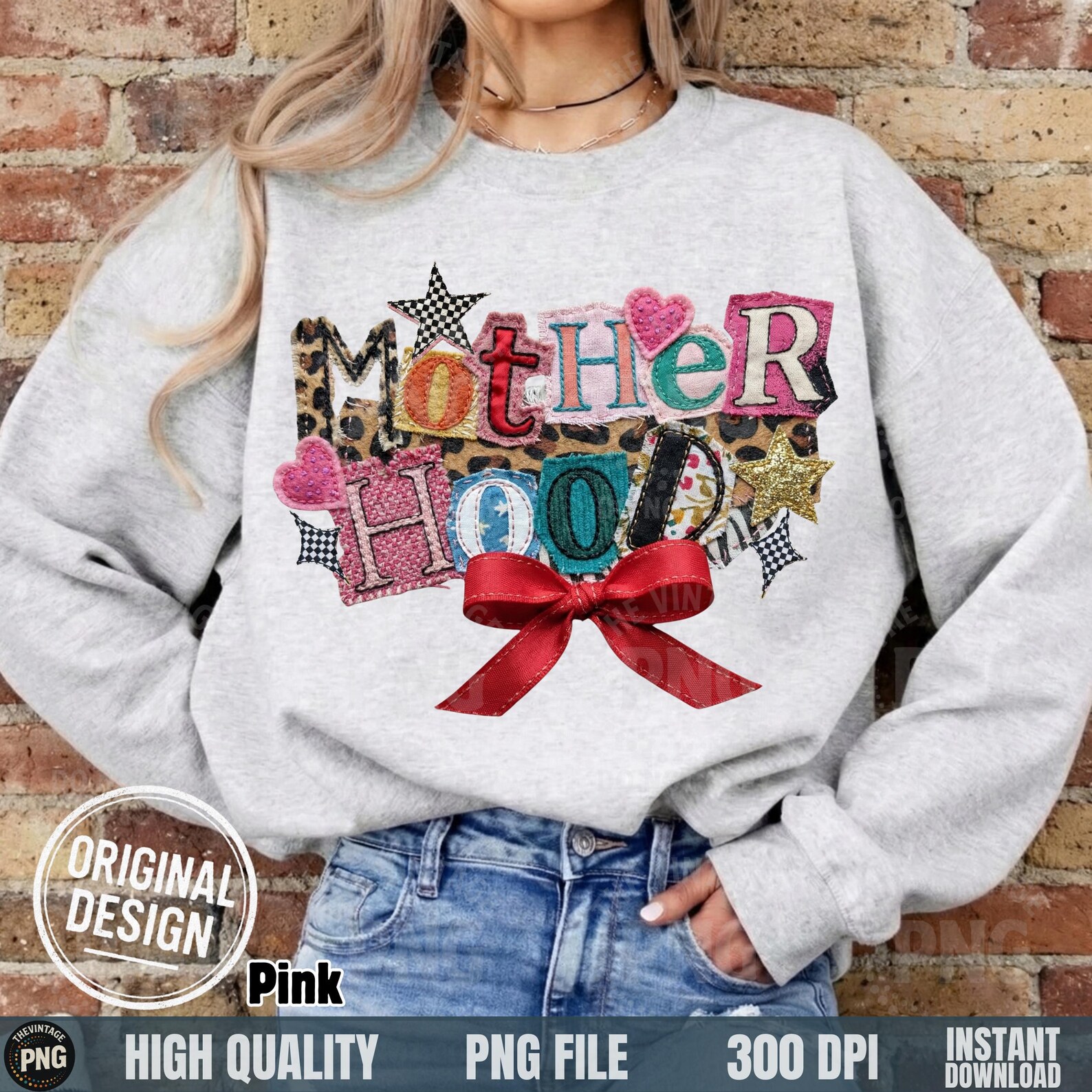 Motherhood Patchwork PNG, Embroidery Illusion, Mama Design (digital ...