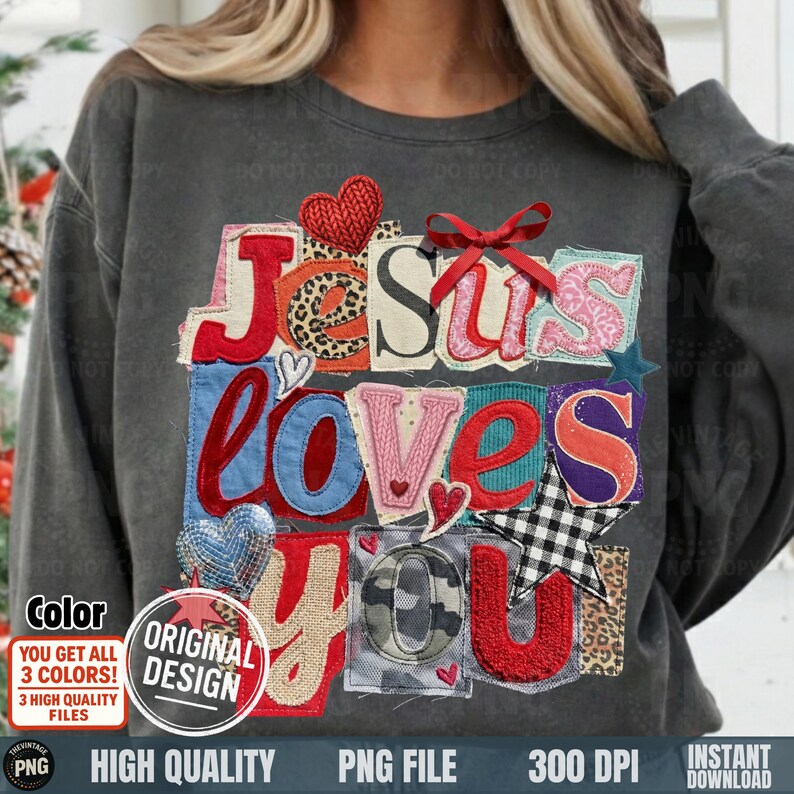 Christian PNG Patchwork Jesus Loves You PNG Ransom Note Collage ...