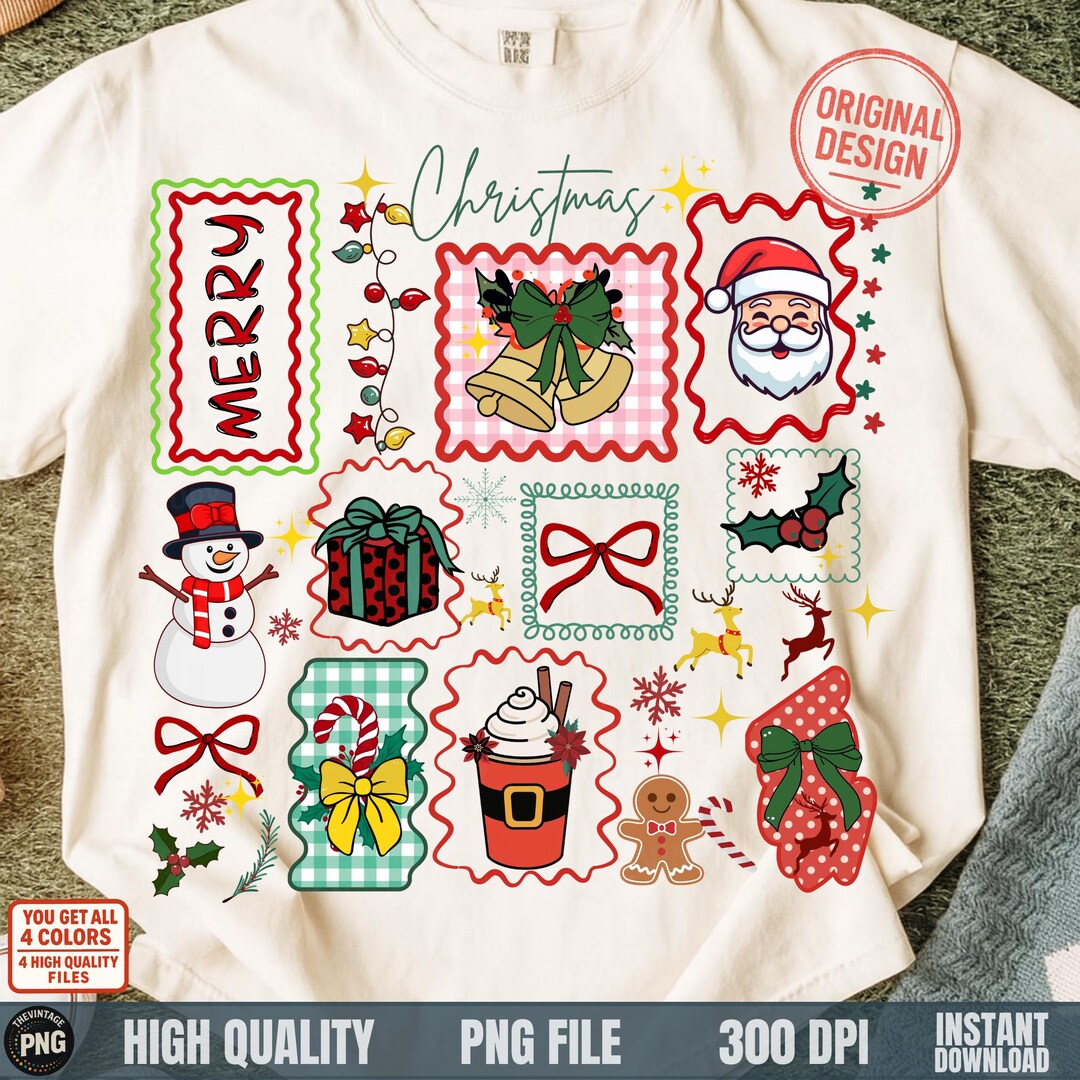 Retro Christmas PNG Bundle: Vintage Holiday Clipart Digital Download - Etsy