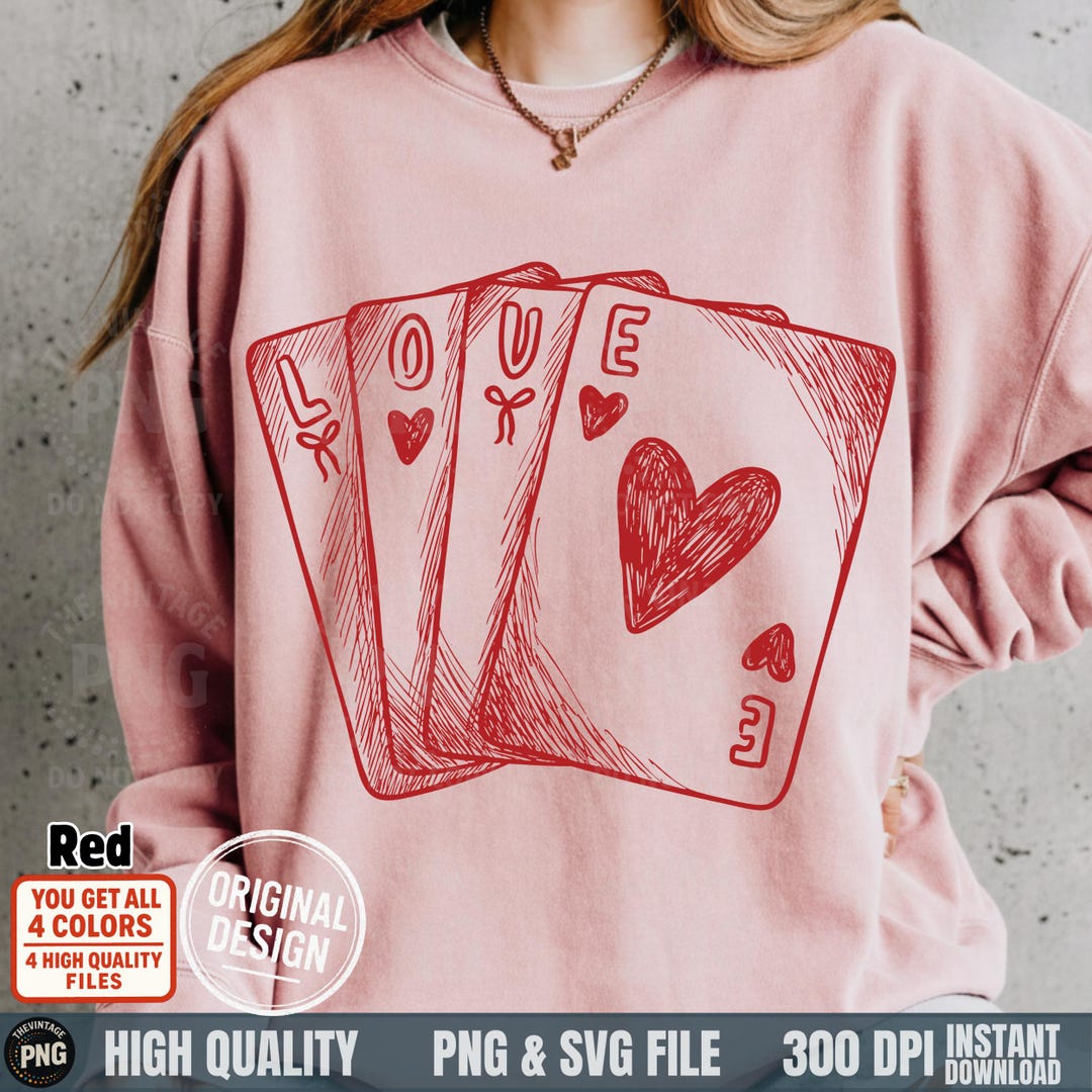 Love Playing Cards PNG, Valentine Poker Design (digital Download) - Etsy