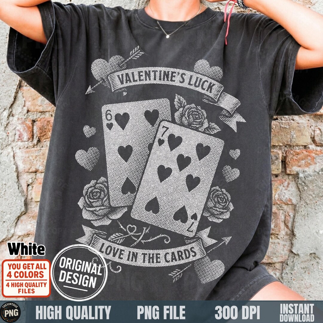 Valentine PNG Retro Playing Cards PNG Valentine's Luck Six Seven Card ...