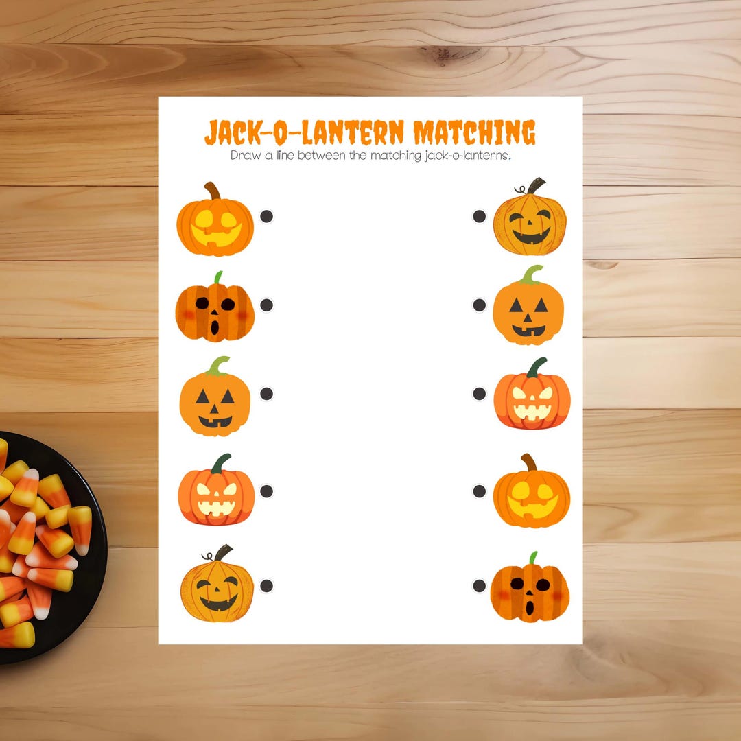 Jack-o-lantern Matching, Halloween Printable, Preschool Halloween ...