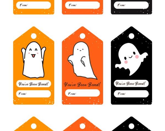 PRINTABLE You've Been Booed Tags, Kids Halloween Tags, Black and White ...