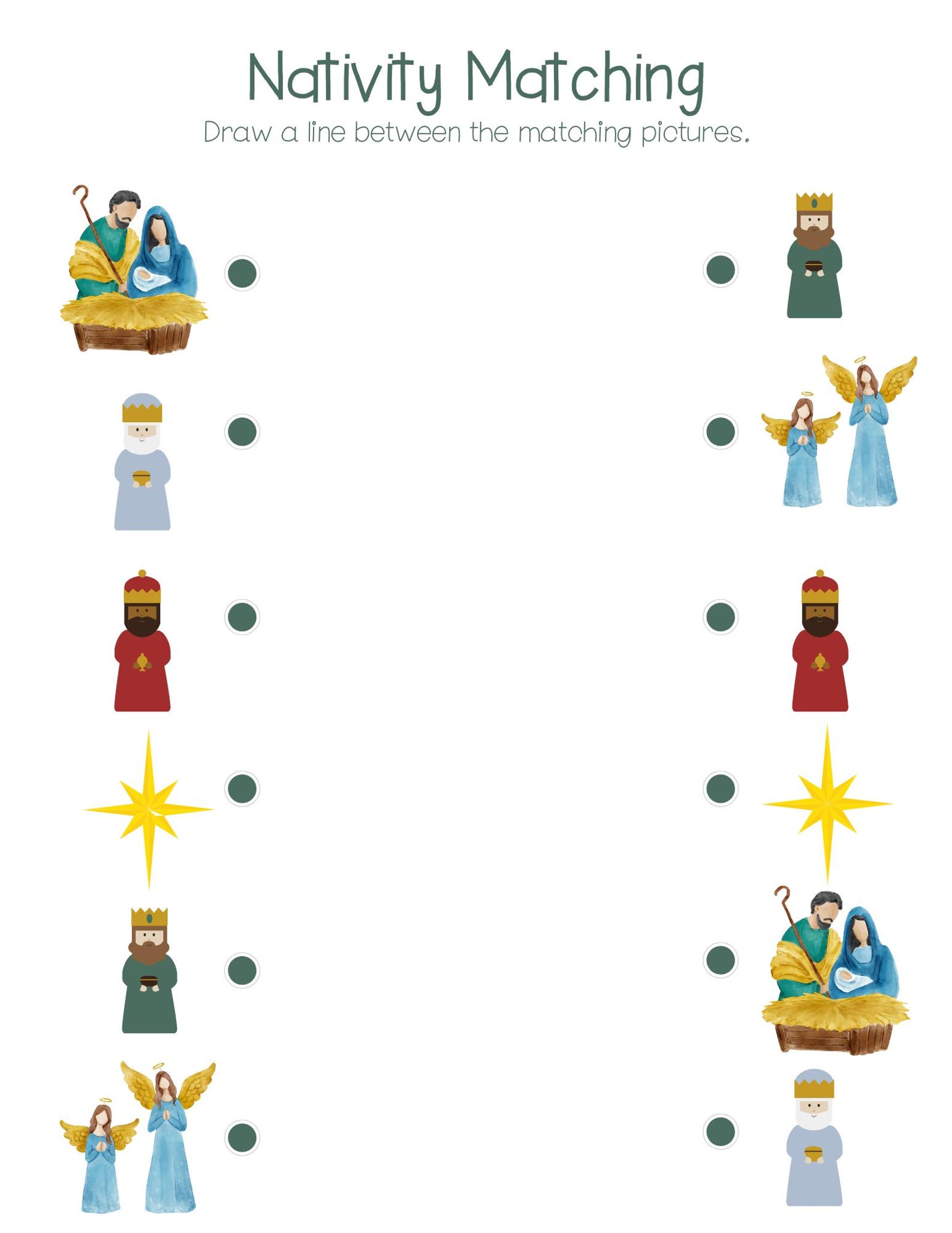 Nativity Matching Printable, Printable Christmas Activity, Preschool ...