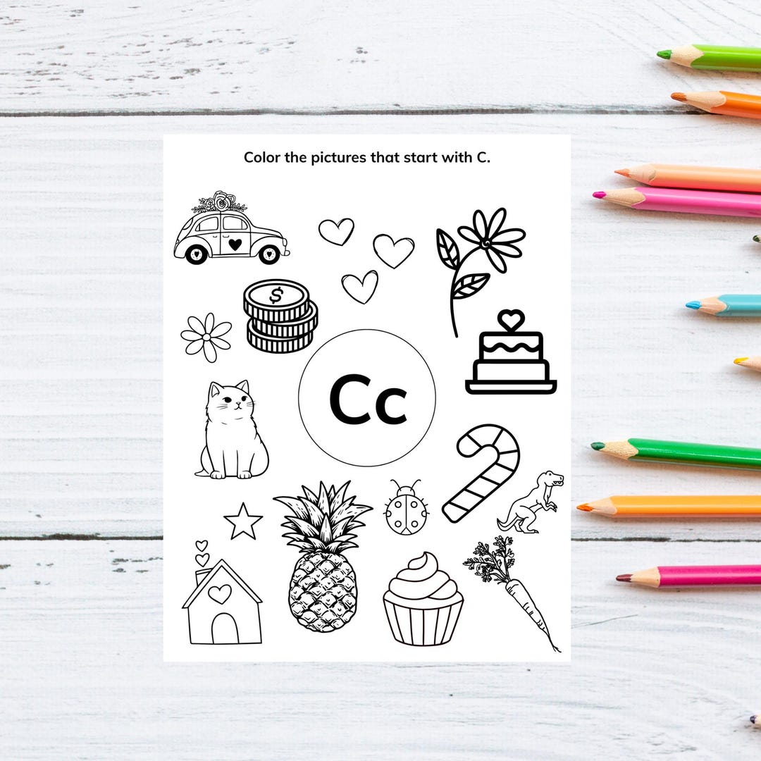 Letter C Coloring Page: ABC Printable for Preschool, Kindergarten ...