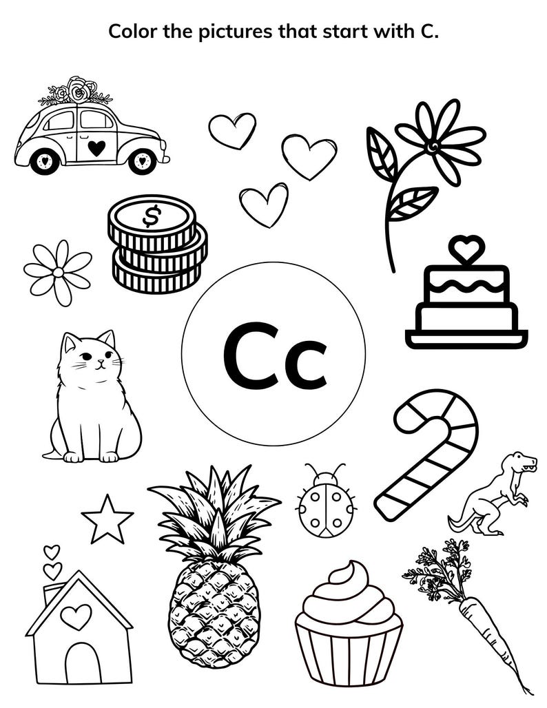 Letter C Coloring Page: ABC Printable for Preschool, Kindergarten ...