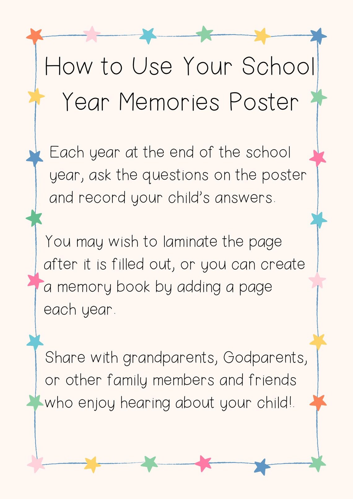 End of School Year Memory Keepsake Printable - Etsy