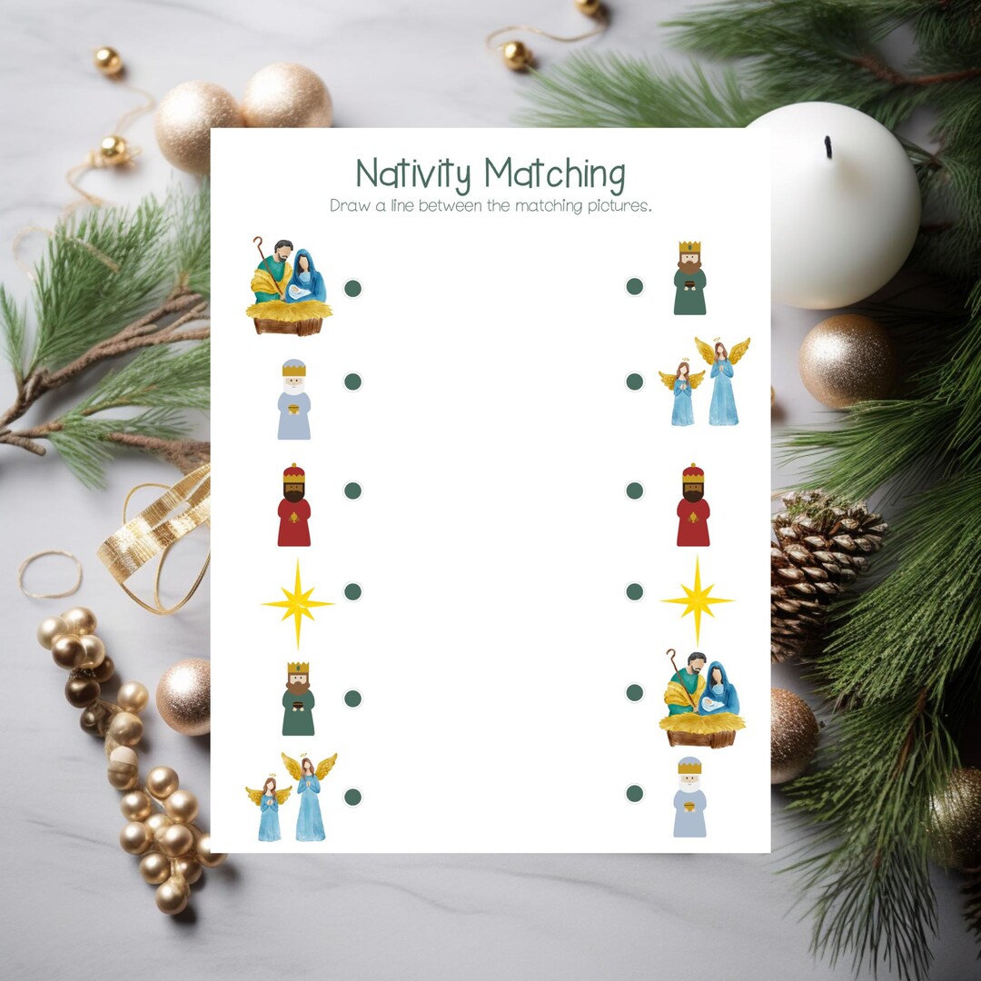 Nativity Matching Printable, Printable Christmas Activity, Preschool ...