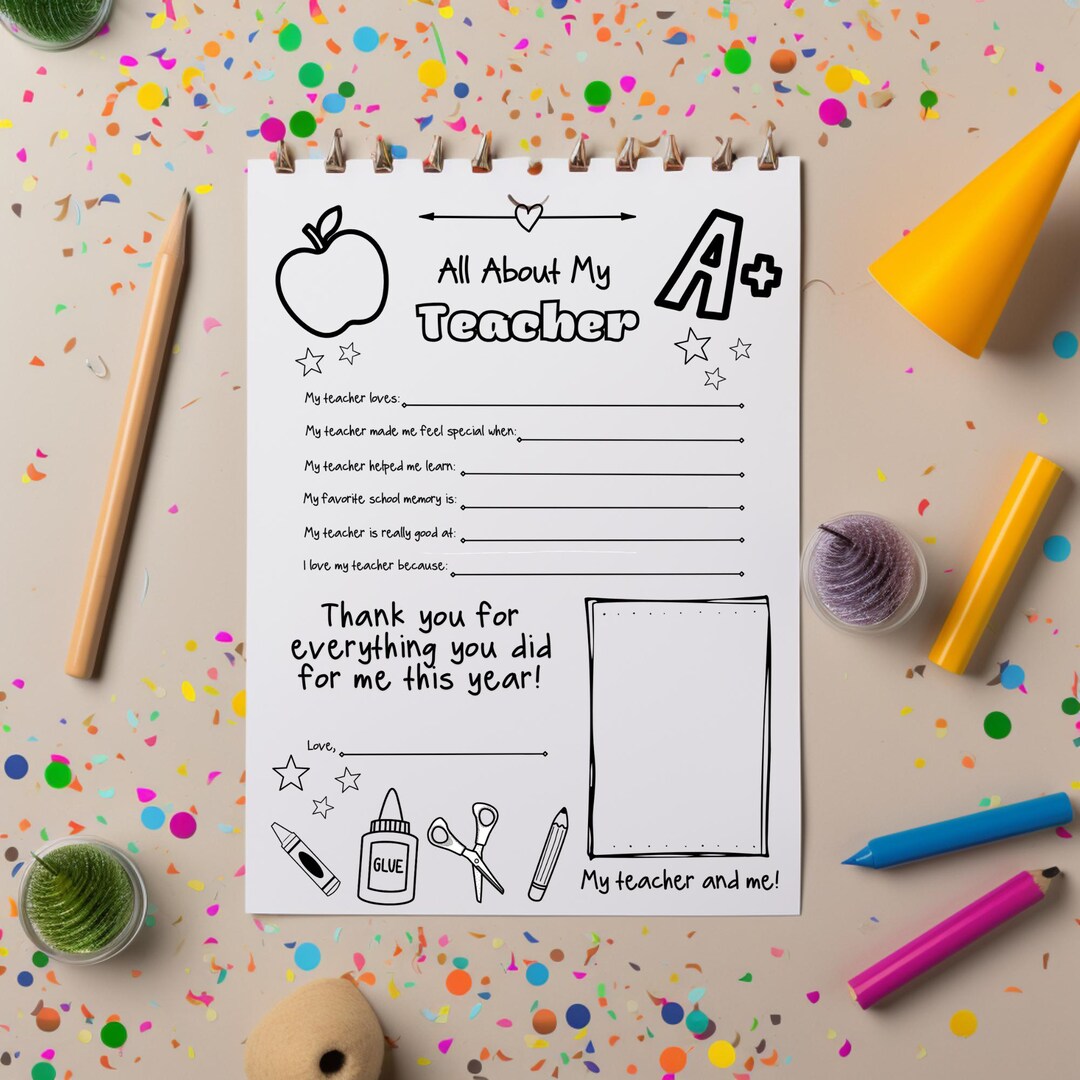 Teacher Appreciation Coloring Page: Printable Gift for Educators (8 ...