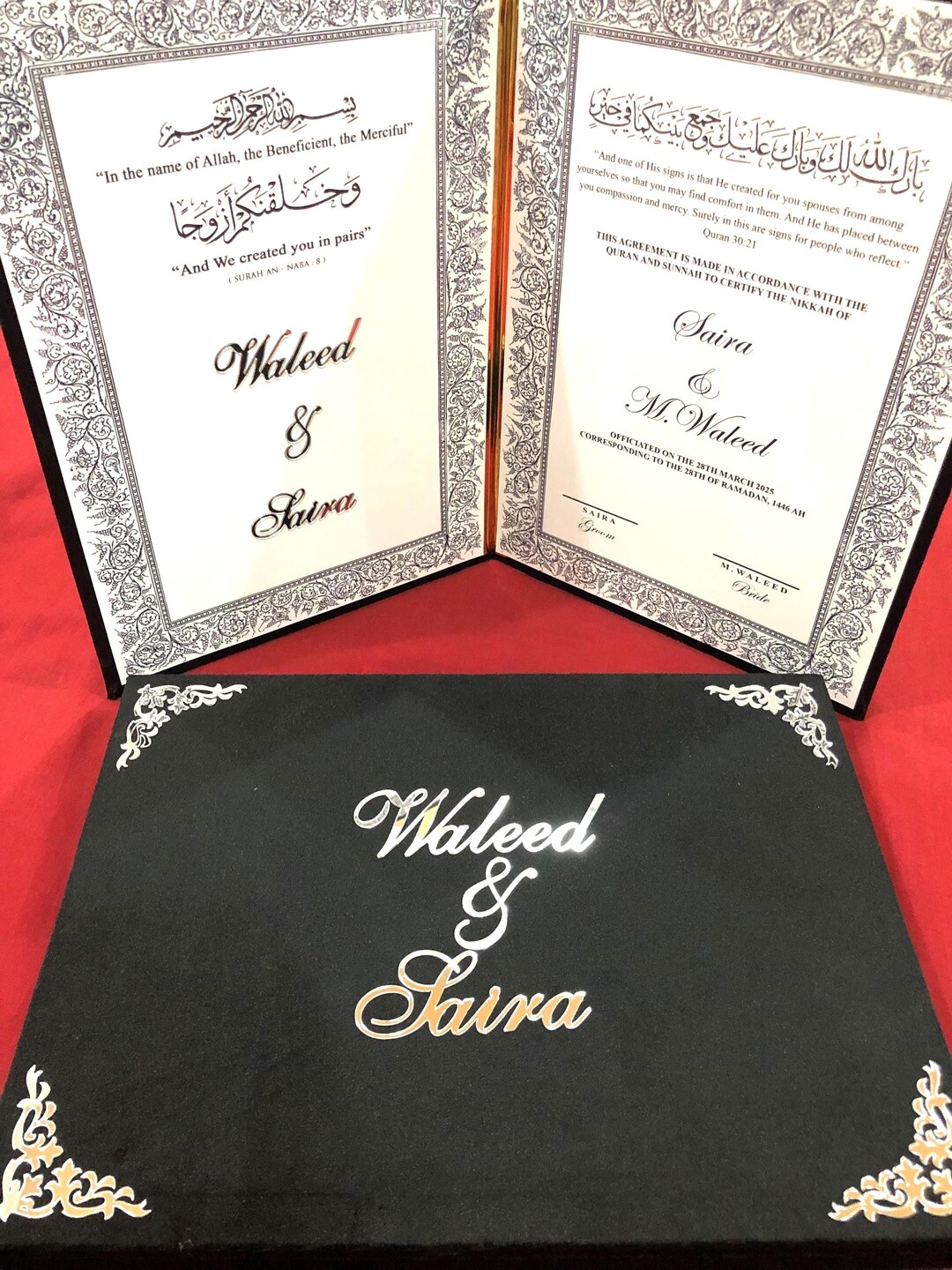 Personalized Nikkah Certificate Folder With Box | Islamic Wedding ...