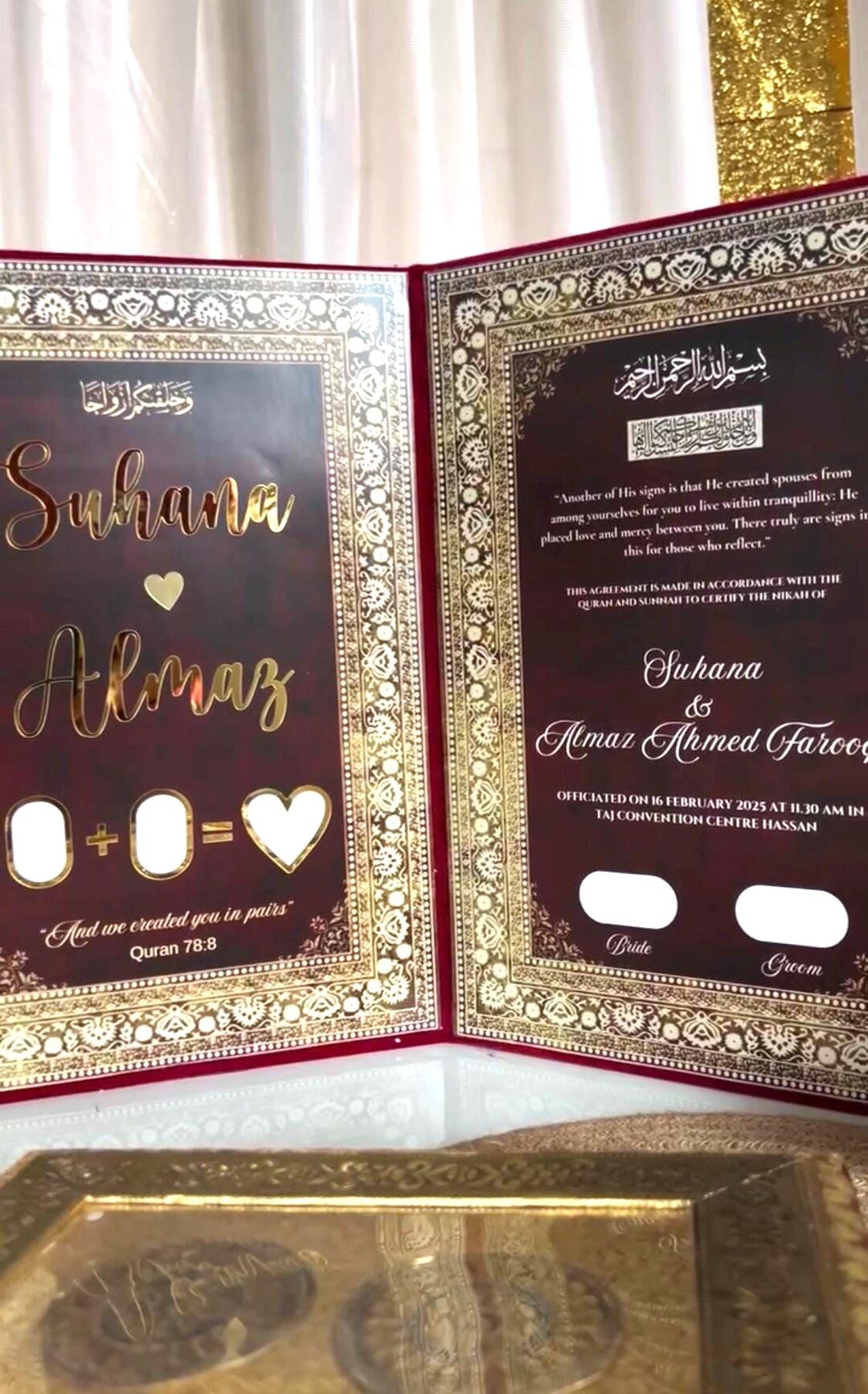 Nikkah Booklet - Nikkah Folder - Nikkah Certificate - Booklet With Box ...