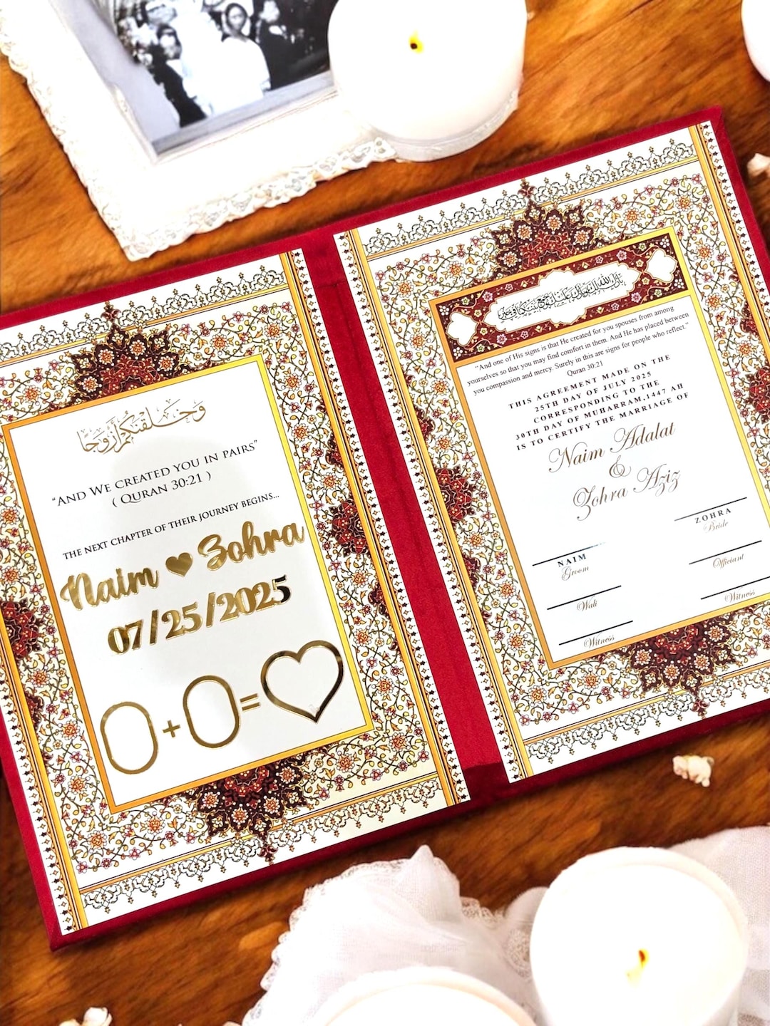 Personalized Nikkah Certificate Folder With Box | Islamic Wedding ...