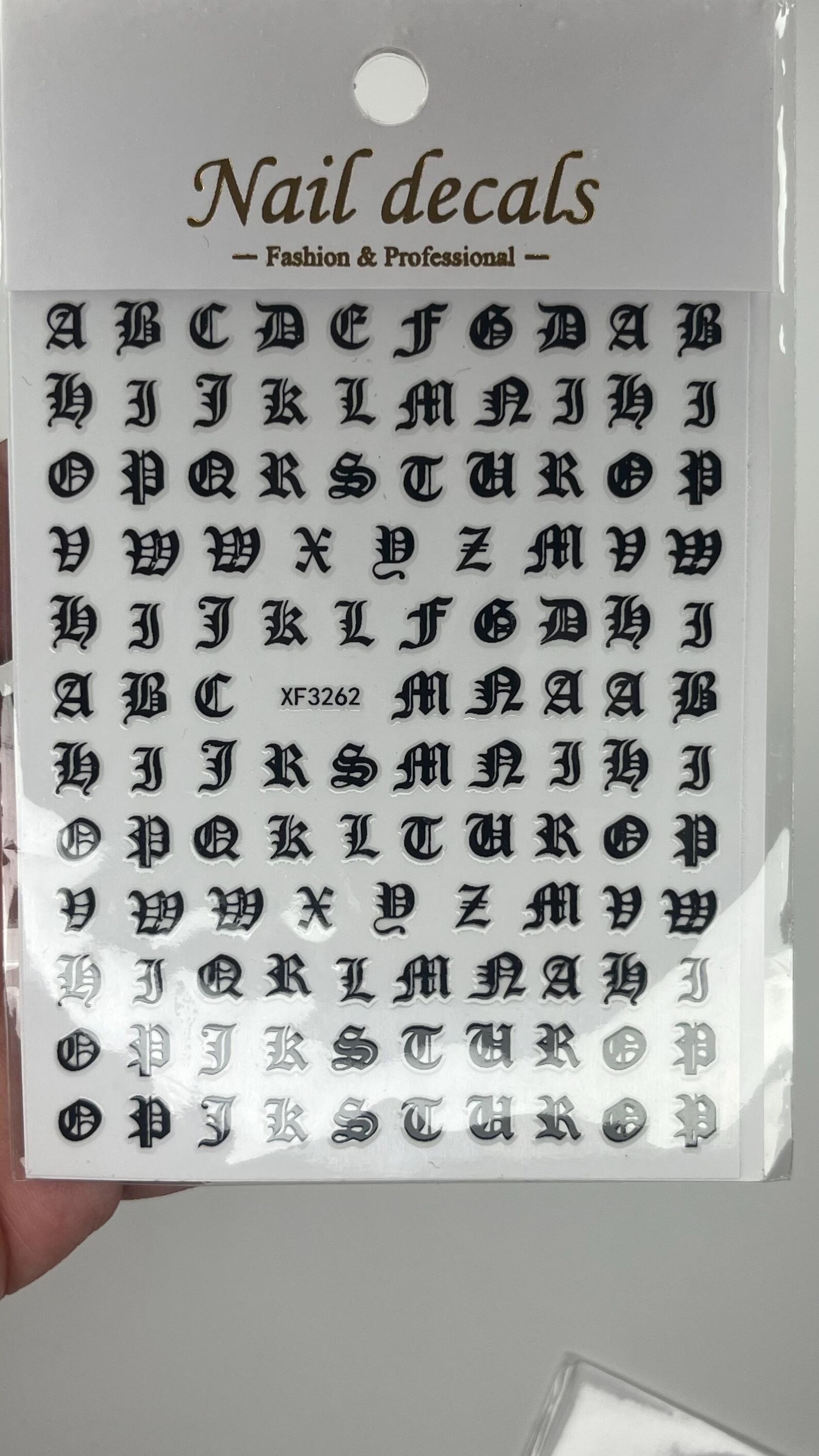 1 Big Page Roman/old English Sticker Letters: Nail Art Decals, Self ...