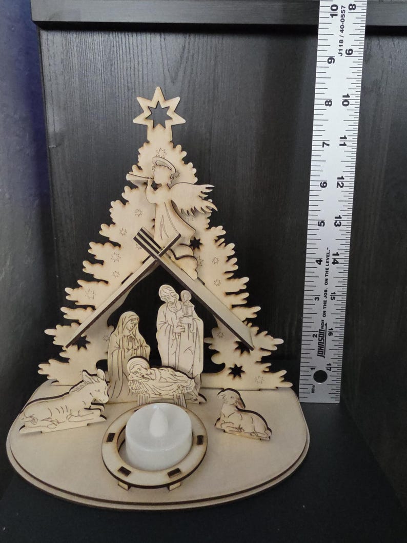 Mini Belén navideño y 3 velas LED - Etsy España