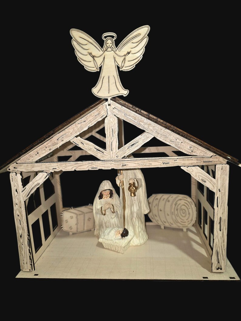Wooden Nativity Stable | Bethlehem Backdrop, Christmas Manger Creche - Etsy