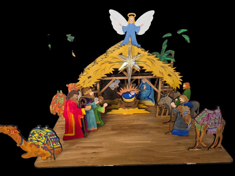 Luxury Laser Cut Nativity Scene – Two Sizes Available | Hand-painted ...
