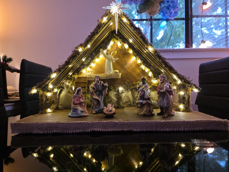 Handmade Christmas Nativity Stable Creche Manger & Figures - Choose ...