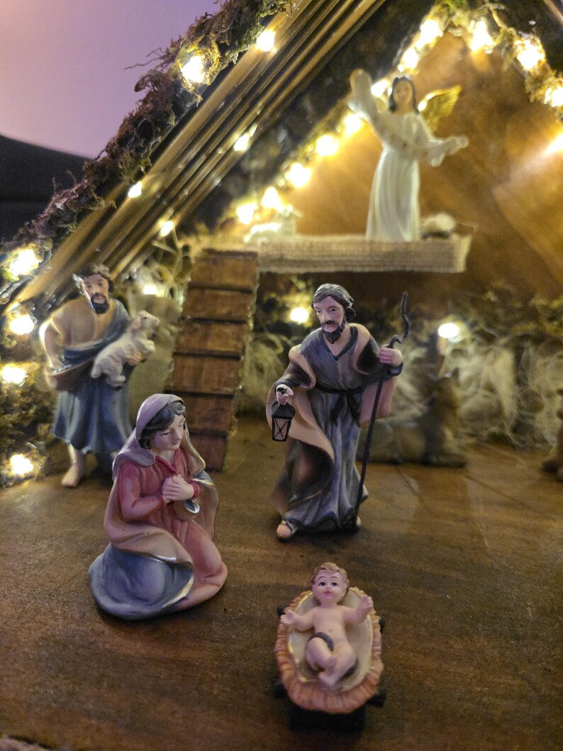 Handmade Christmas Nativity Stable Creche Manger & Figures - Choose ...