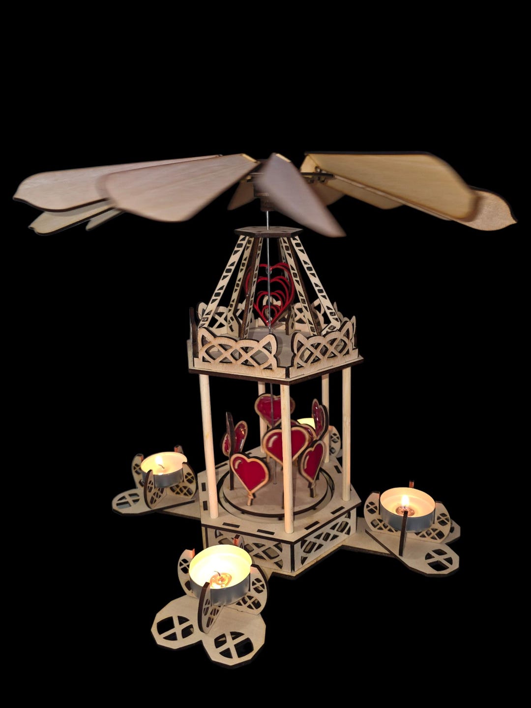 Valentine's Day Rotating Candle Carousel – Handmade Wooden Centerpiece ...