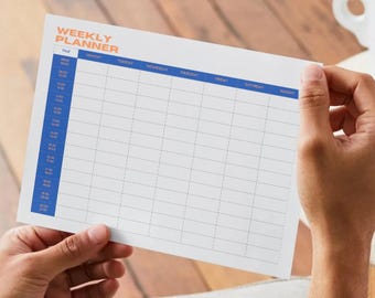 Sleek Blue Weekly Schedule Planner- Canva Template - Etsy UK