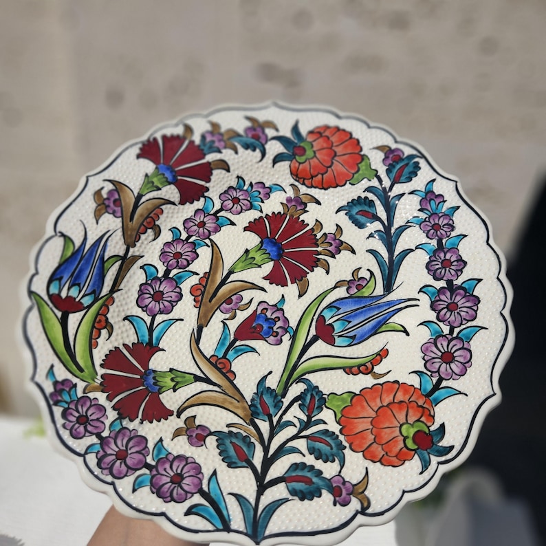 Handmade Turkish Ceramic Wall Plate: Ottoman Floral Art, 9.8 Inch - Etsy